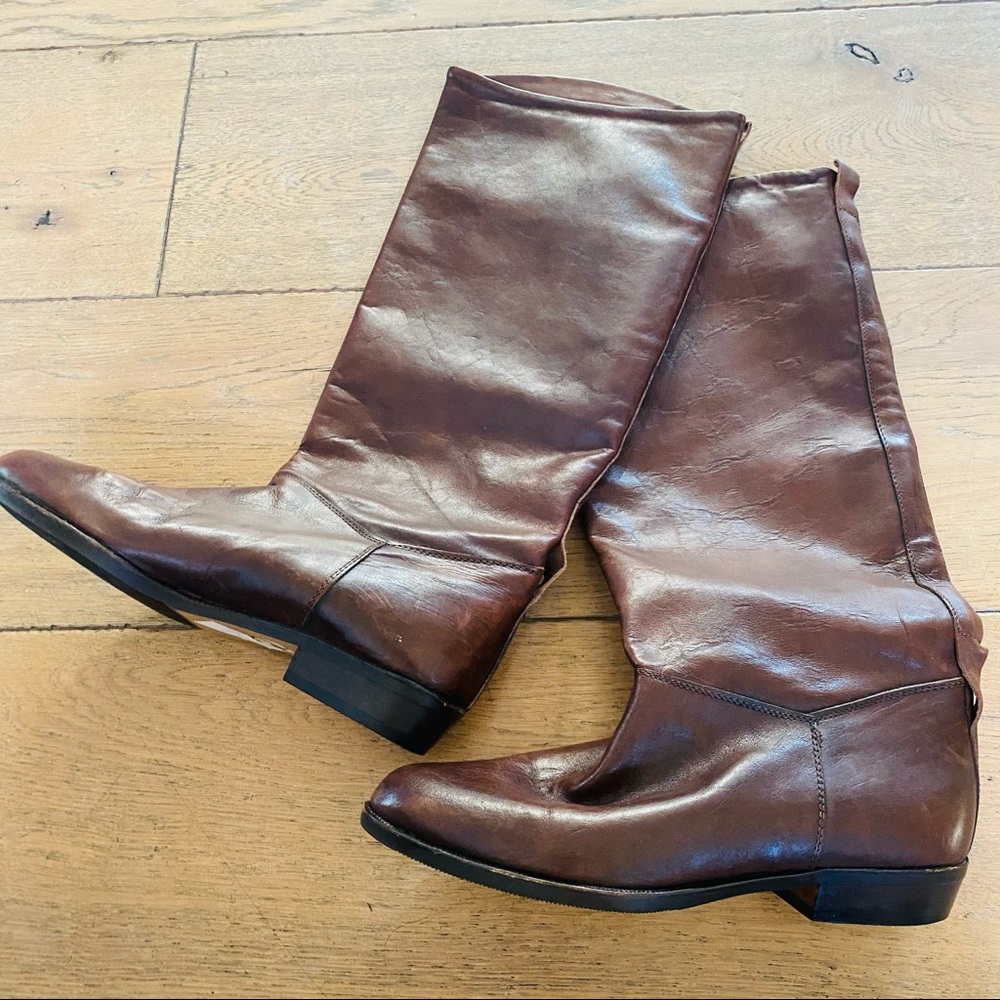 Zodiac Brown Italian Vintage Leather Riding Boot - Gem